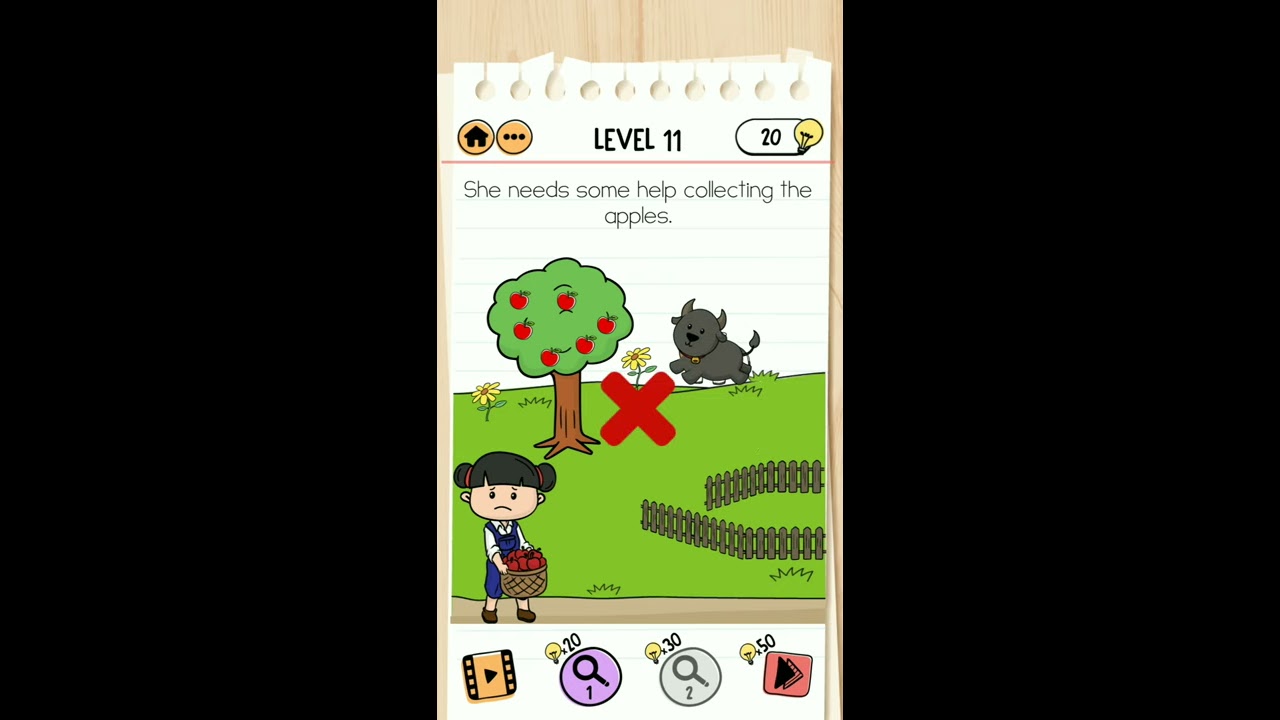 Brain Test 2 Level 11 she needs some help collecting the apples - YouTube