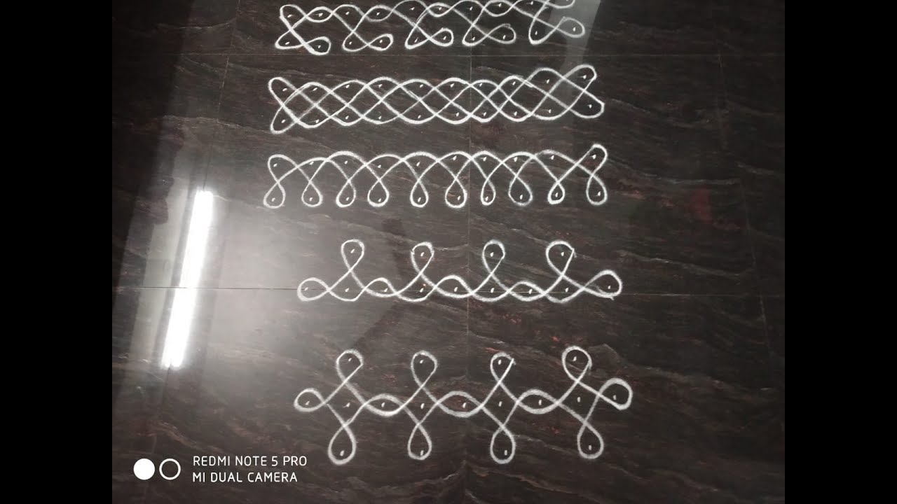 easy and simple border kolam or kambi kolam for beginners. - YouTube