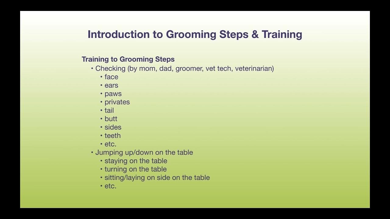 Introduction to Grooming Steps and Training - YouTube