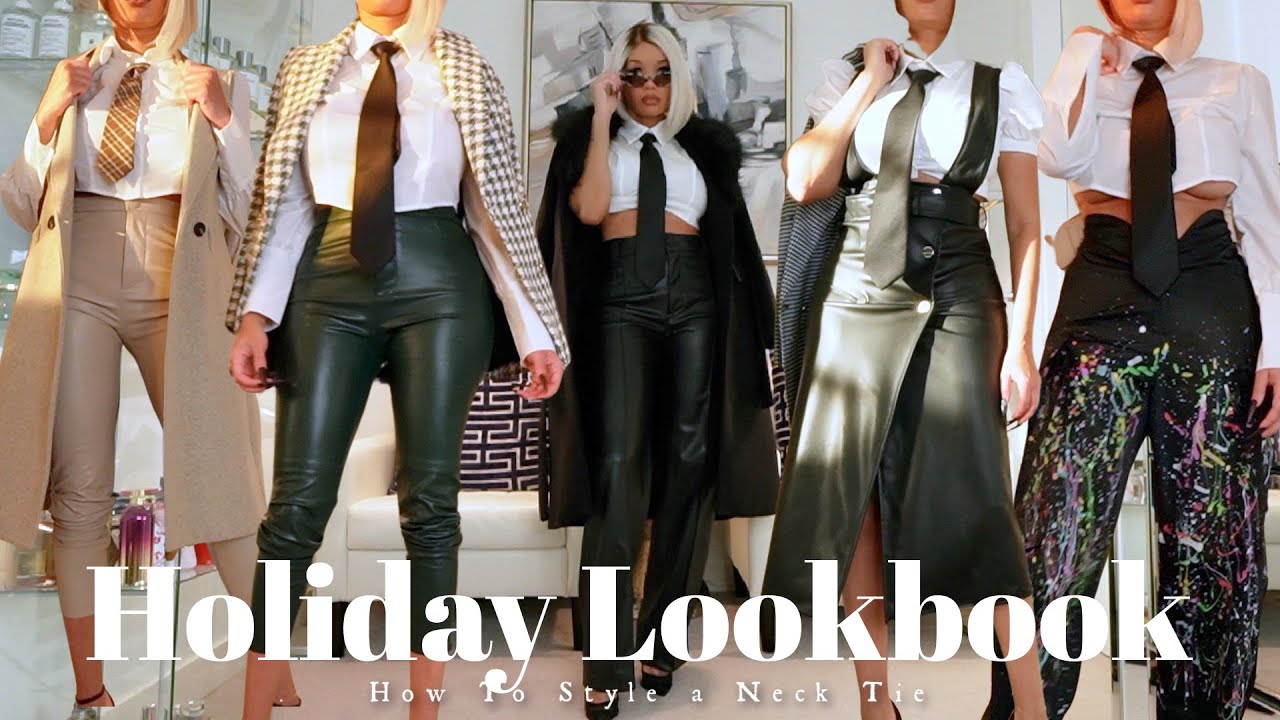 VLOGMAS DAY 21 HOLIDAY LOOKBOOK | How to Style a Neck Tie | 7 Outfits ...