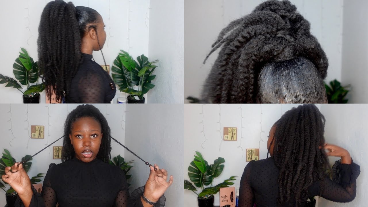 Ponytail with reverse braids using Marley Hair - YouTube