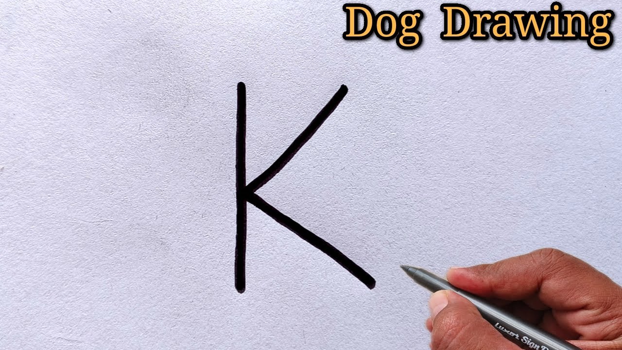 How to draw Dog drawing from letter K | Learn Easy Dog Drawing - YouTube