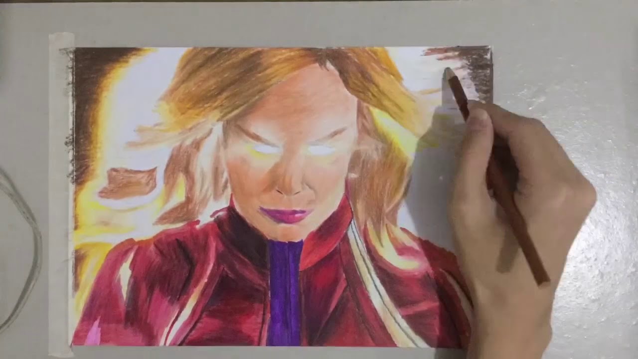 Captain Marvel(Brie Larson) - Speed Drawing - YouTube