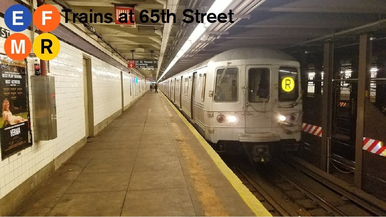 NYC Subway: E, F, M, and R Trains at 65th Street - YouTube