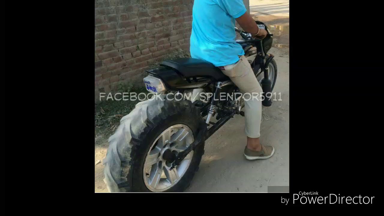 Splendor modified (big wheel) in punjab - YouTube