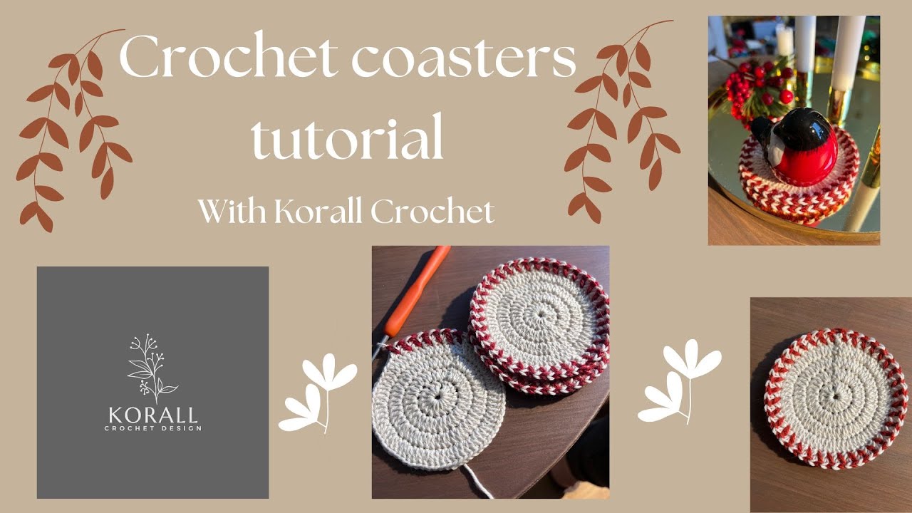 Crochet Coaster Pattern (learn to crochet with 2 COLOURS!) - YouTube