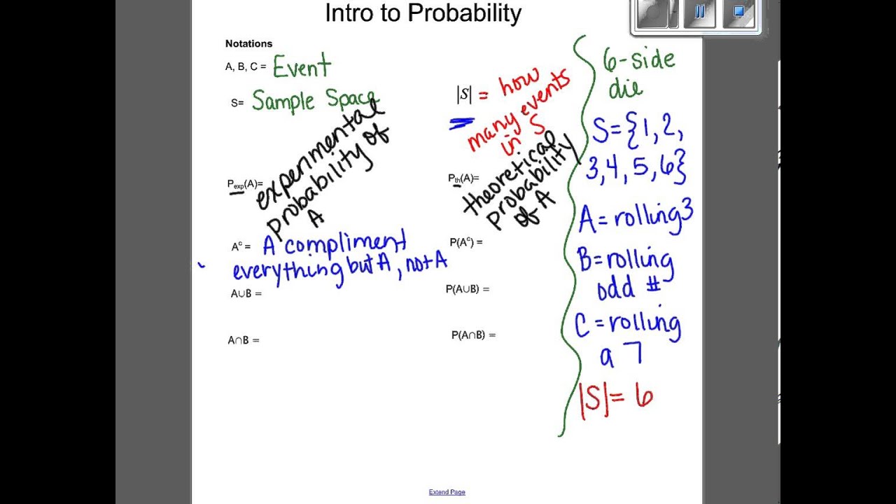 Intro Probability Notation and Rules Vodcast - YouTube