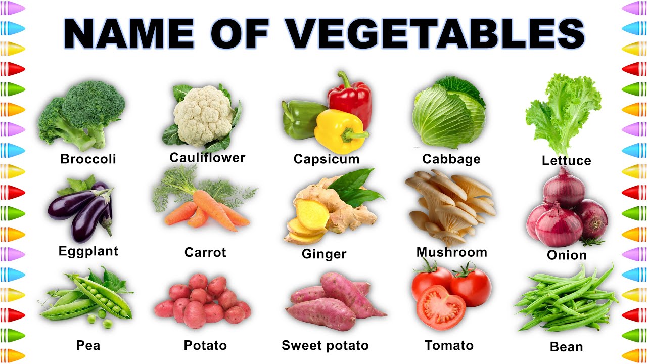Learn Name of Vegetables in English for Kids | List of vegetable Name ...