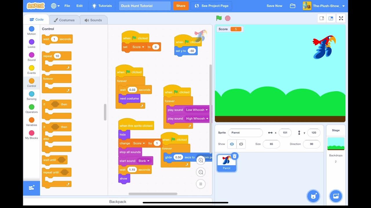 Scratch Duck Hunt Tutorial | The Plush Show Official - YouTube