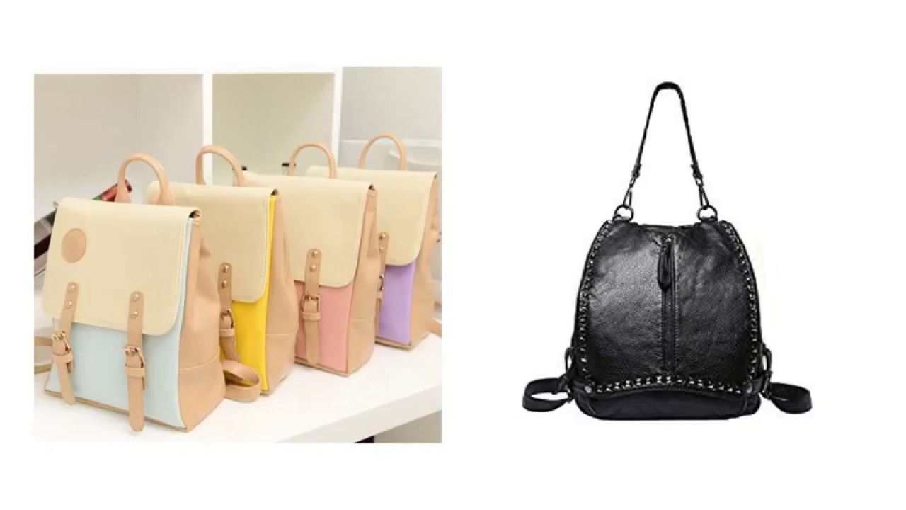 Womens Square Leather Backpack - YouTube