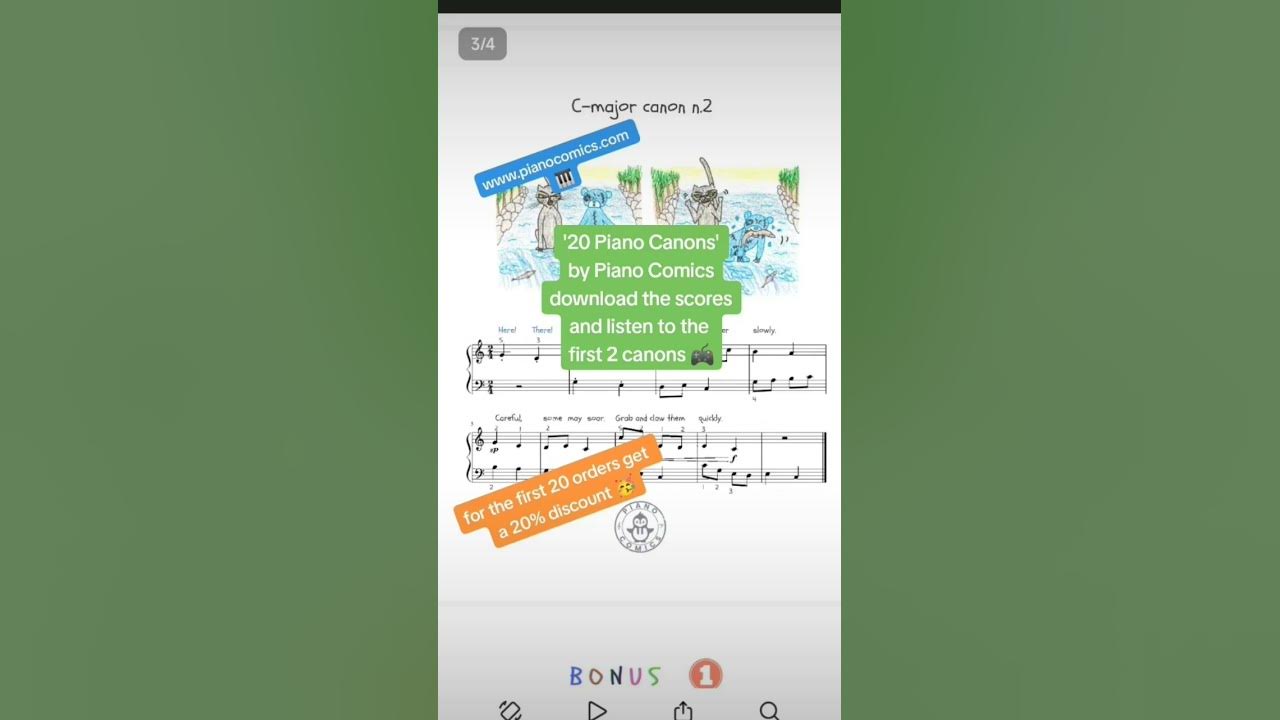 '20 Piano Canons' by Piano Comics for beginners and elementary levels ...