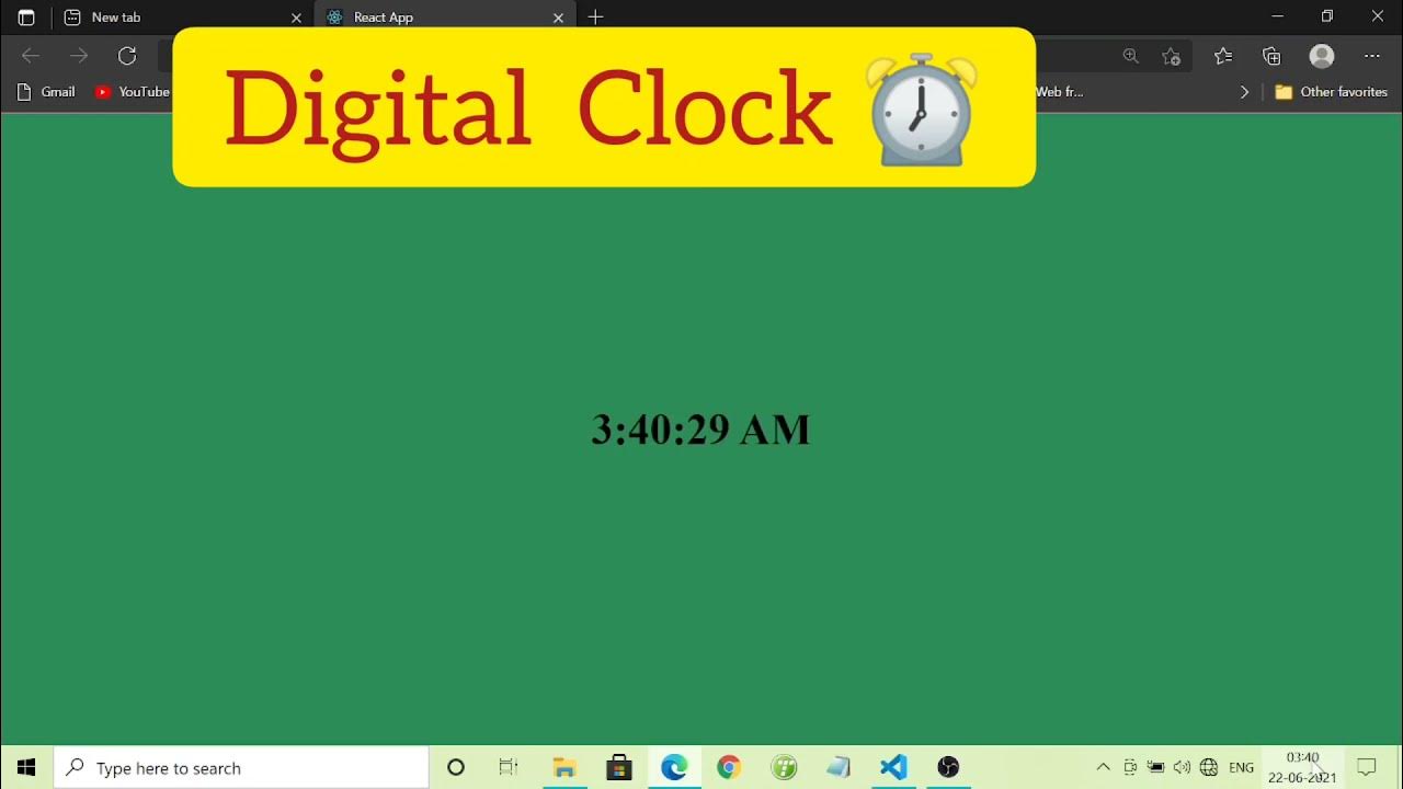 miniProject 3 | Create a Digital Clock using React js in hindi thapa by CoderAsif - YouTube