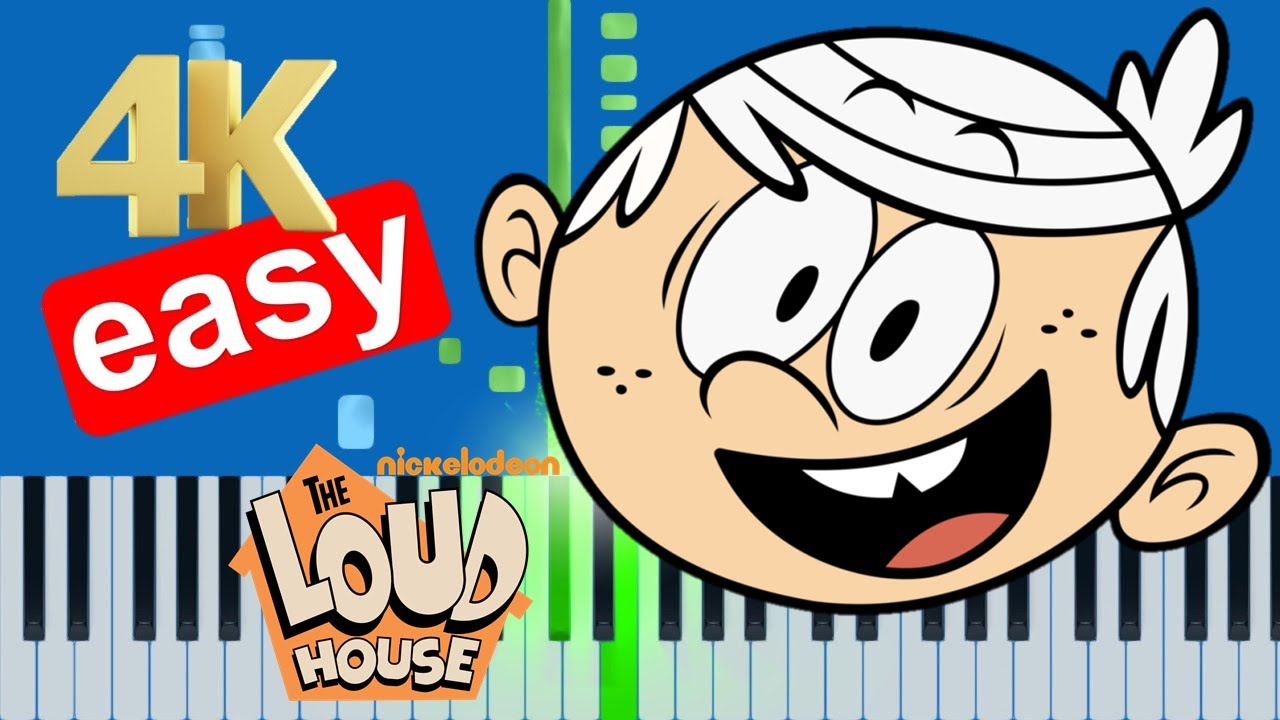 The Loud House Theme Song (Slow Easy) Beginner Piano Tutorial 4K - YouTube