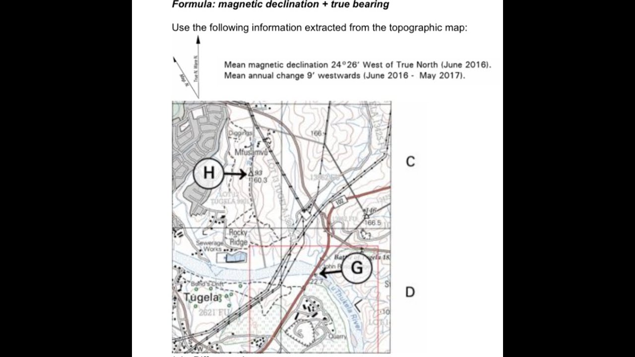 Geography Mapwork: Calculating Magnetic declination and bearing exam ...