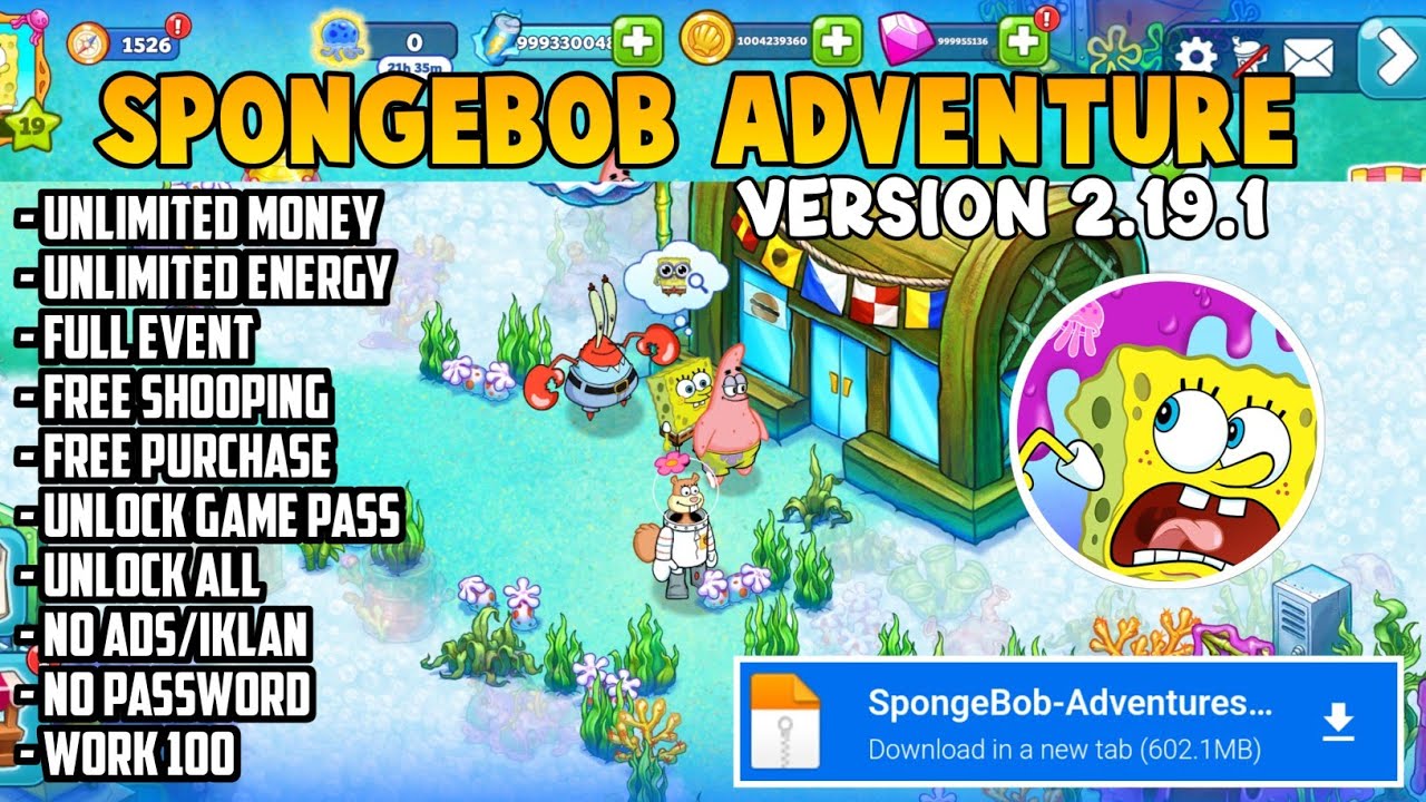 NEW UPDATE!!Spongebob Adventure In A Jam Mod Apk v2.20.0 Free Purchase ...