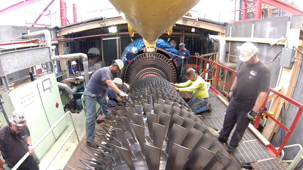 removing gas turbine rotor - YouTube