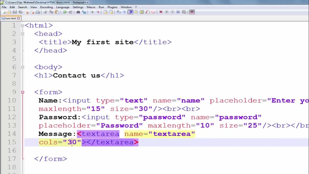 25 HTML Form Input text password textarea - YouTube