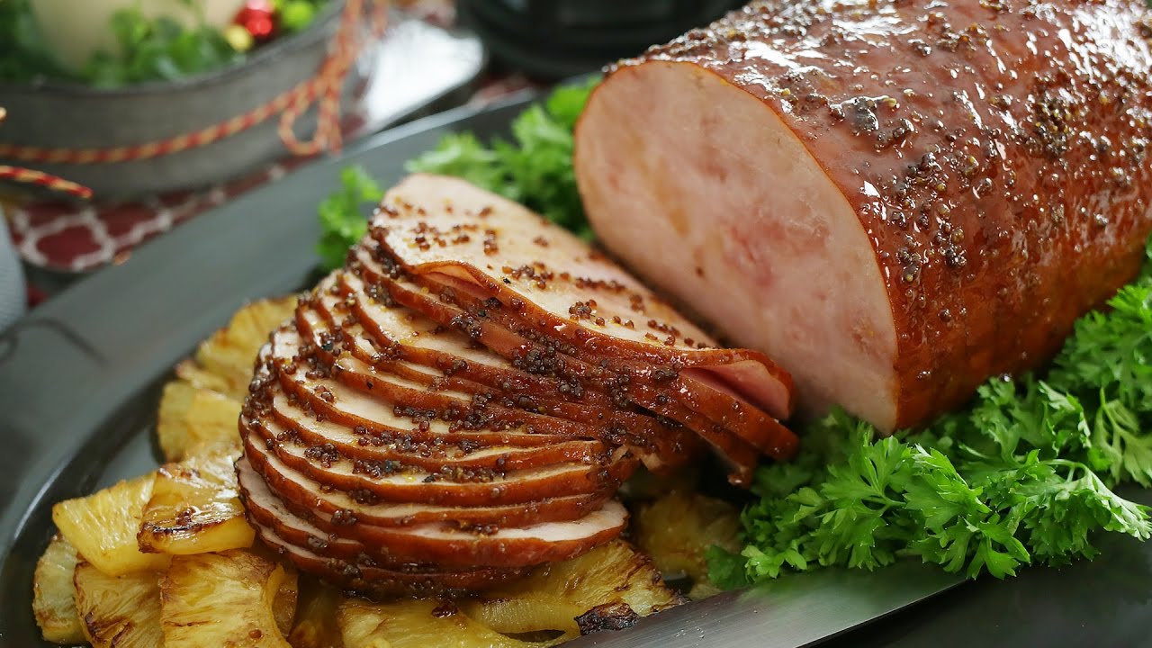 Christmas Pineapple Maple Mustard Glazed Ham - 槭树芥末火腿 - YouTube