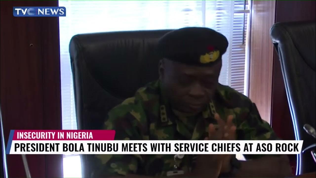 President Tinubu Meets With Service Chiefs At Aso Rock To Address Insecurity In Nigeria - YouTube