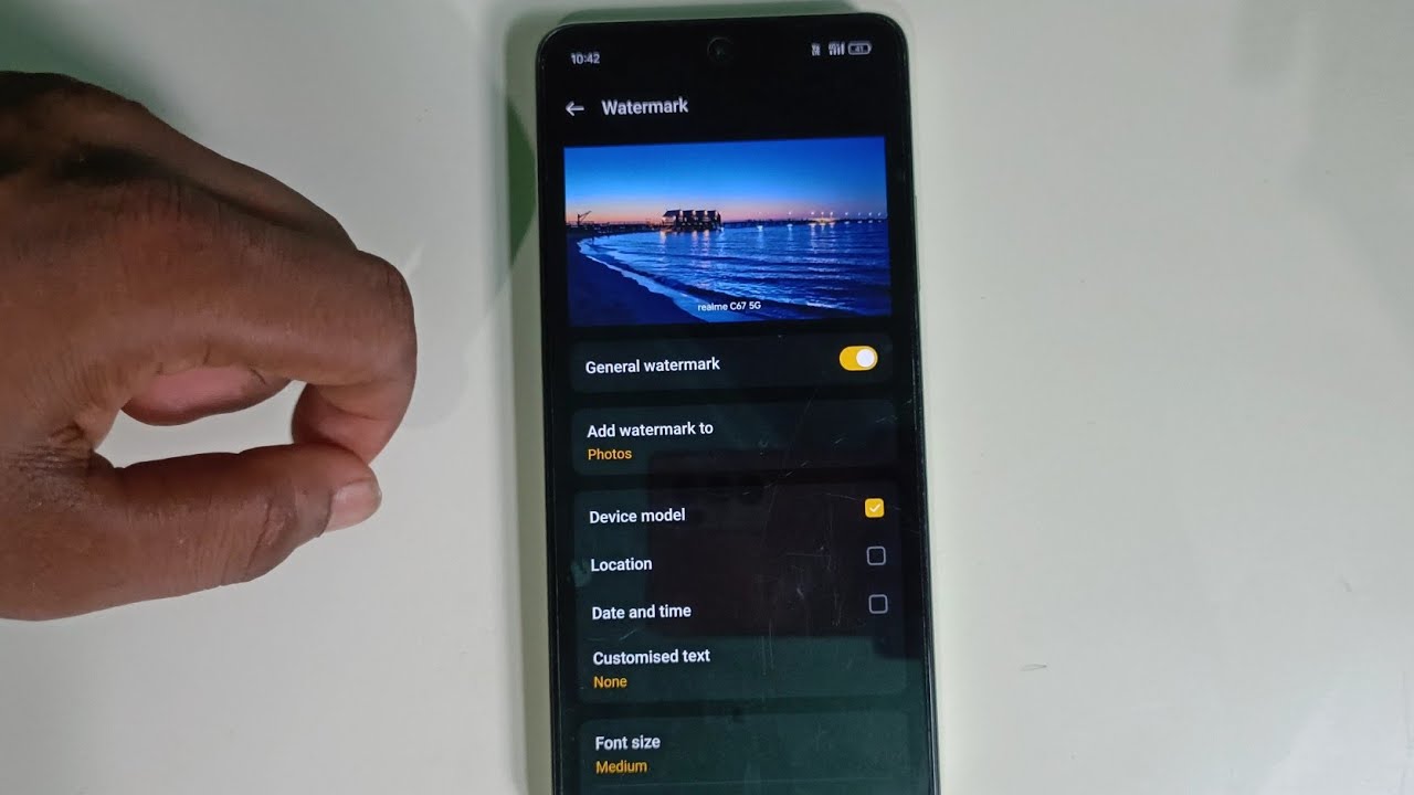 how to set camera watermark photo & video realme c67 5G phone | enable ...