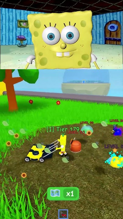 Spongebob Pushes Two Lawn Mowers Youtube