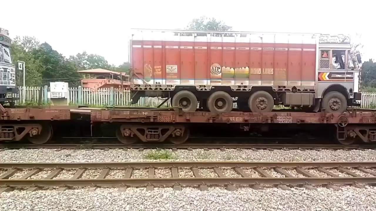 Trucks at RO RO train - YouTube