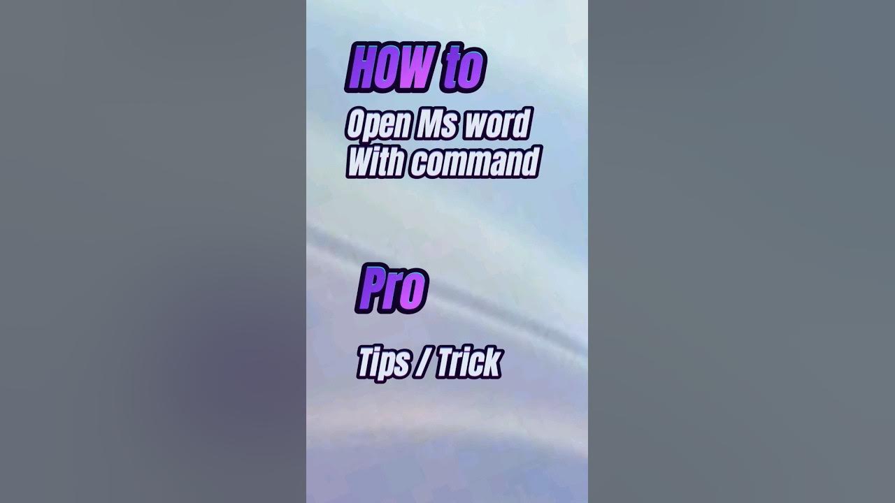 HOW to open Ms word using command #shorts #msword #infopro #protips - YouTube