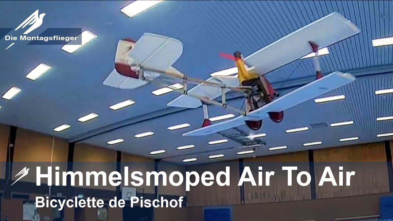 Bicyclette de Pischof Himmelsmoped Depron Air To Air Indoor - YouTube