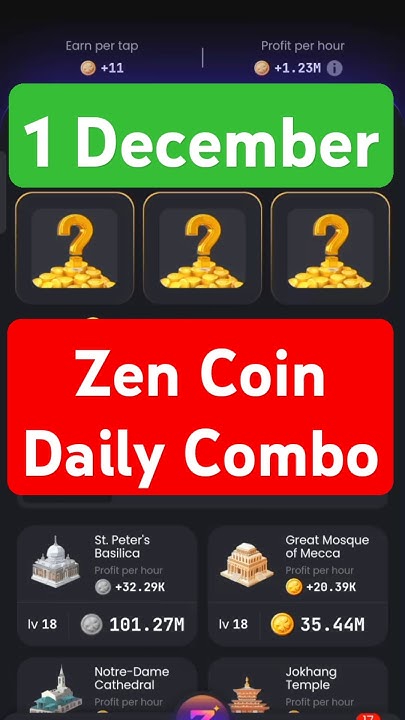 Zen Coin Daily Combo 1 December | ZEN Coin today Combo Card | Zen coin airdrop | #zencoin - YouTube