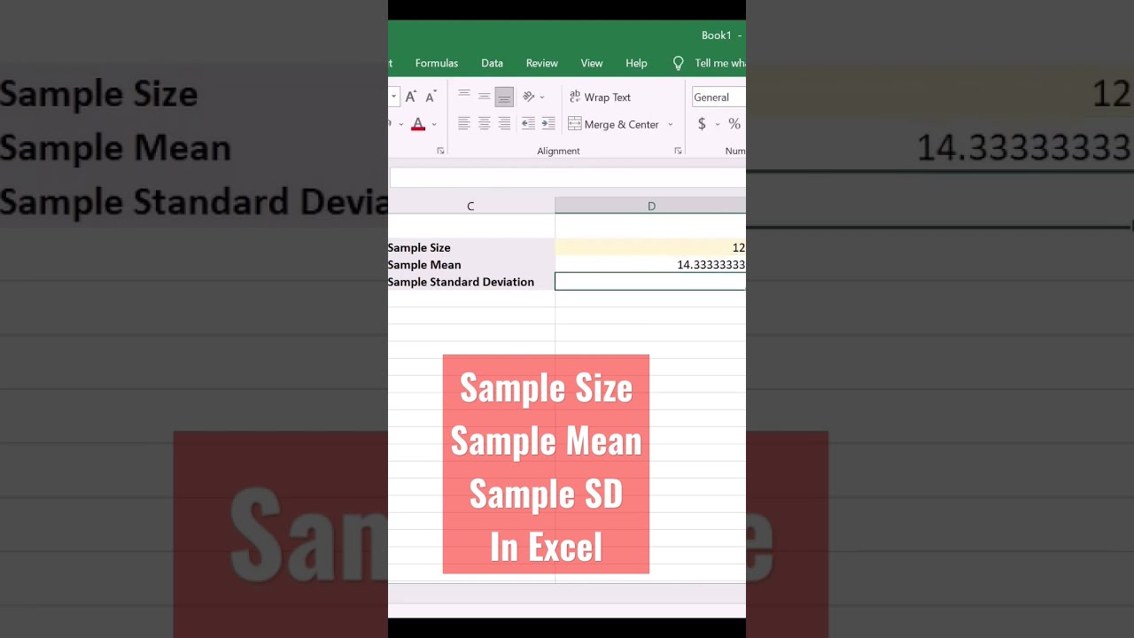 Calculate Sample Size sample Mean Amd Sample SD In Excel shorts YouTube Calculate Sample Size sample Mean Amd Sample SD In Excel shorts YouTube