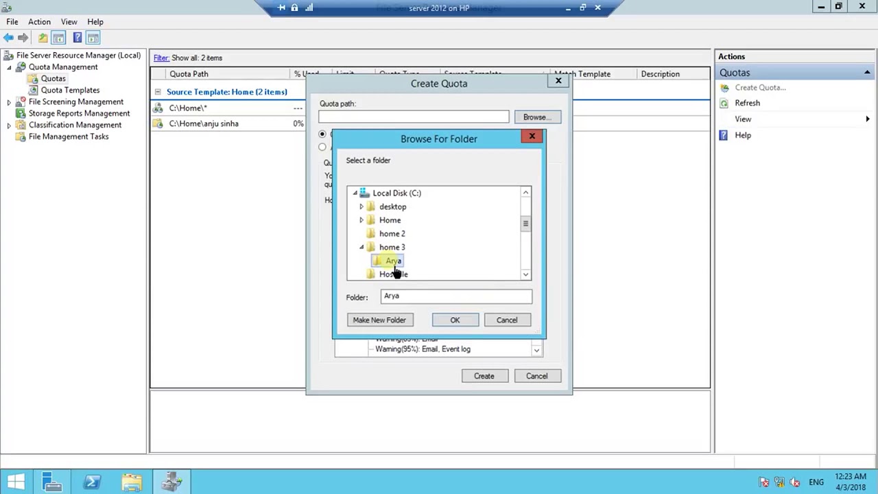 Windows Server 2012 R2: Disk Quota & its configuration in FSRM in Hindi ...