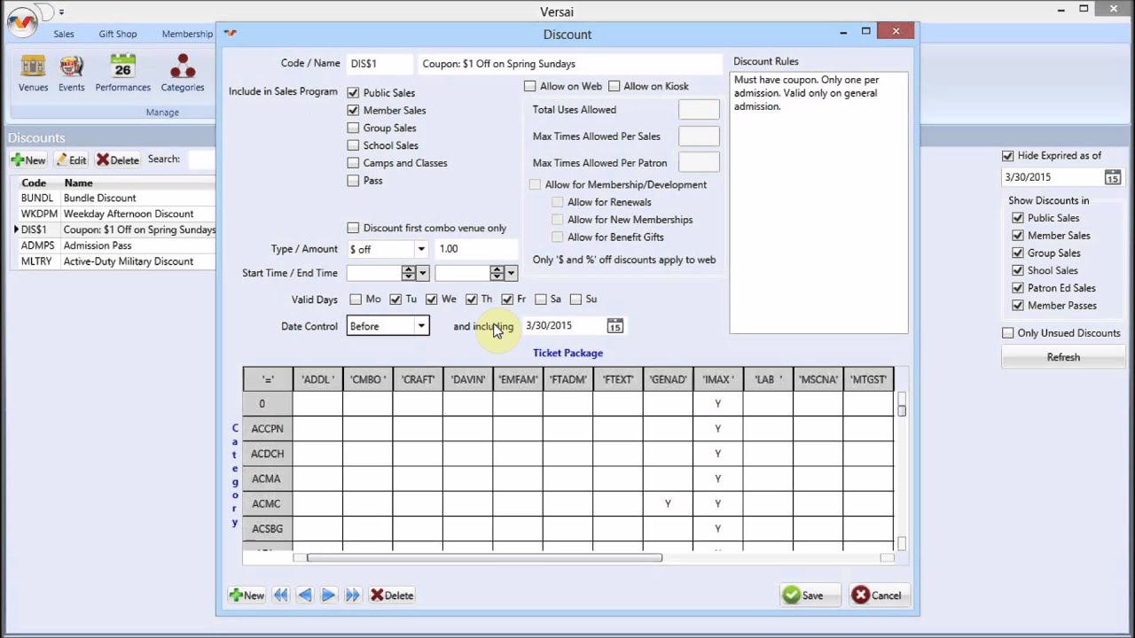 Versai - Set Up Admissions Discounts - YouTube