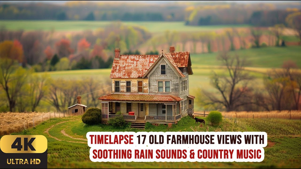 17 Old Farmhouse Views with Soothing Rain Sounds & Country Music ...