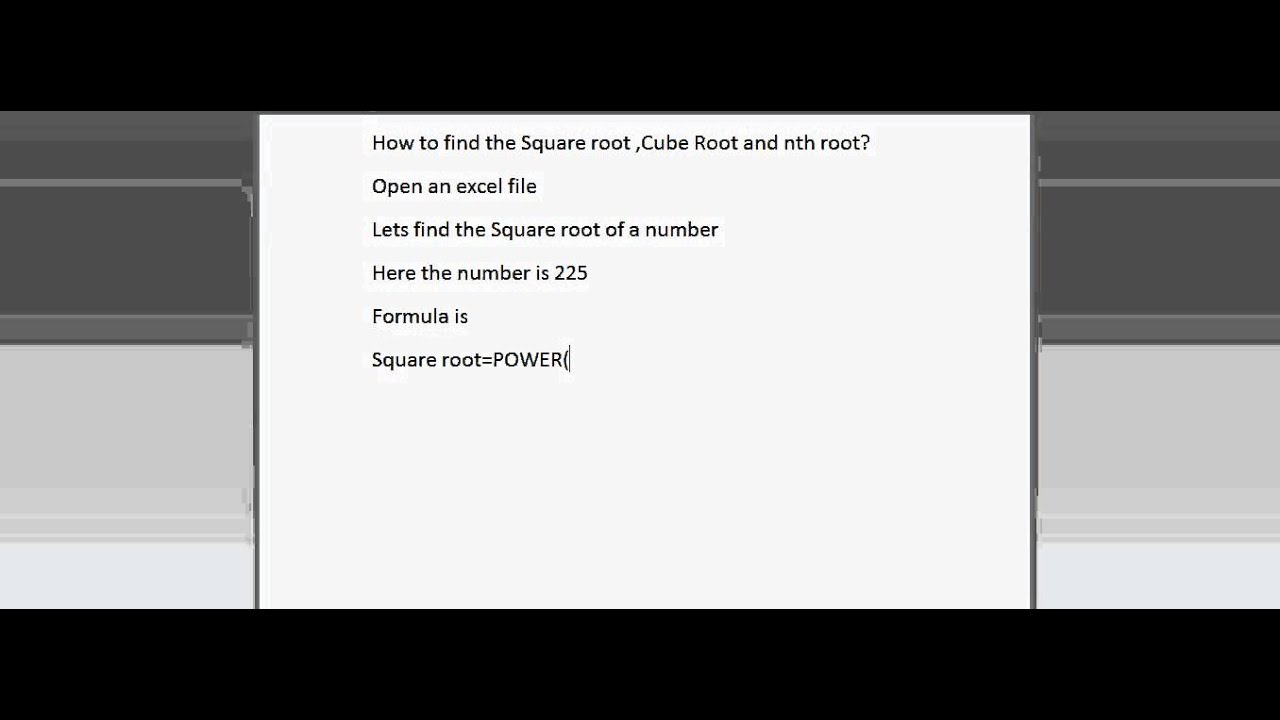 How To Find Square Root And Cube Root In Microsoft Excel 2007 Or 2010