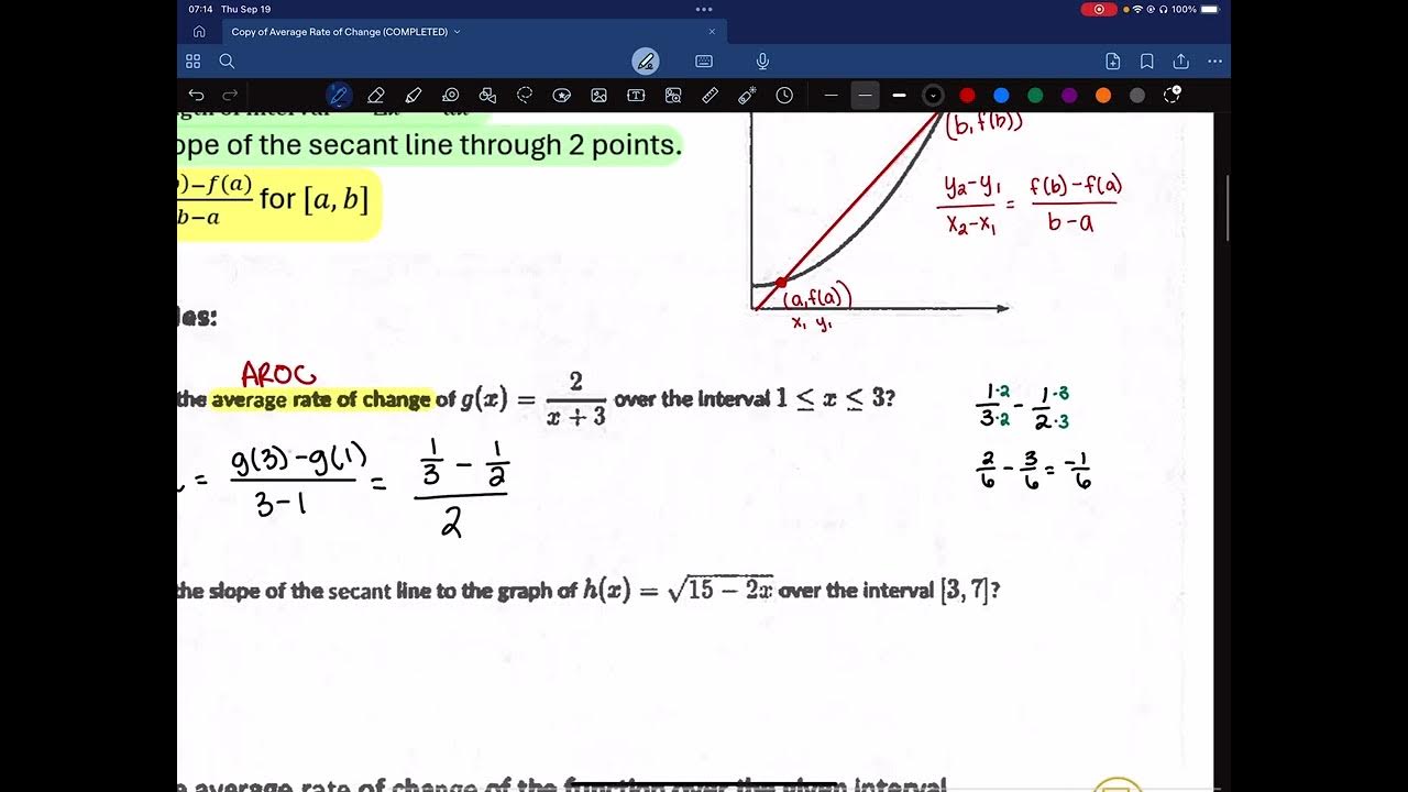 Average Rate of Change - AP Calculus AB - YouTube