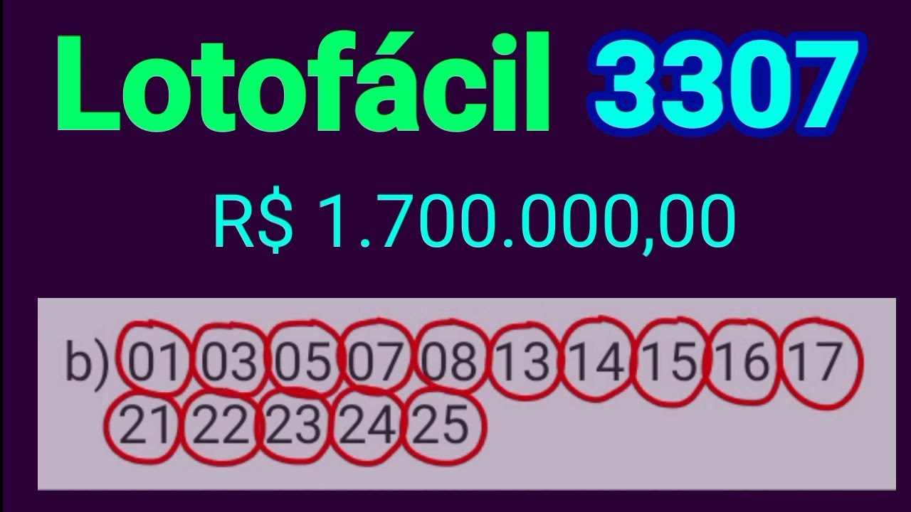 Lotofácil 3307, observações com os últimos sorteios, 6 dezenas mais ...