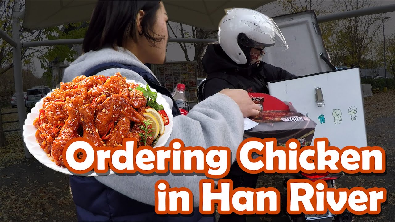Ordering Delivery Food in Han River!! - YouTube