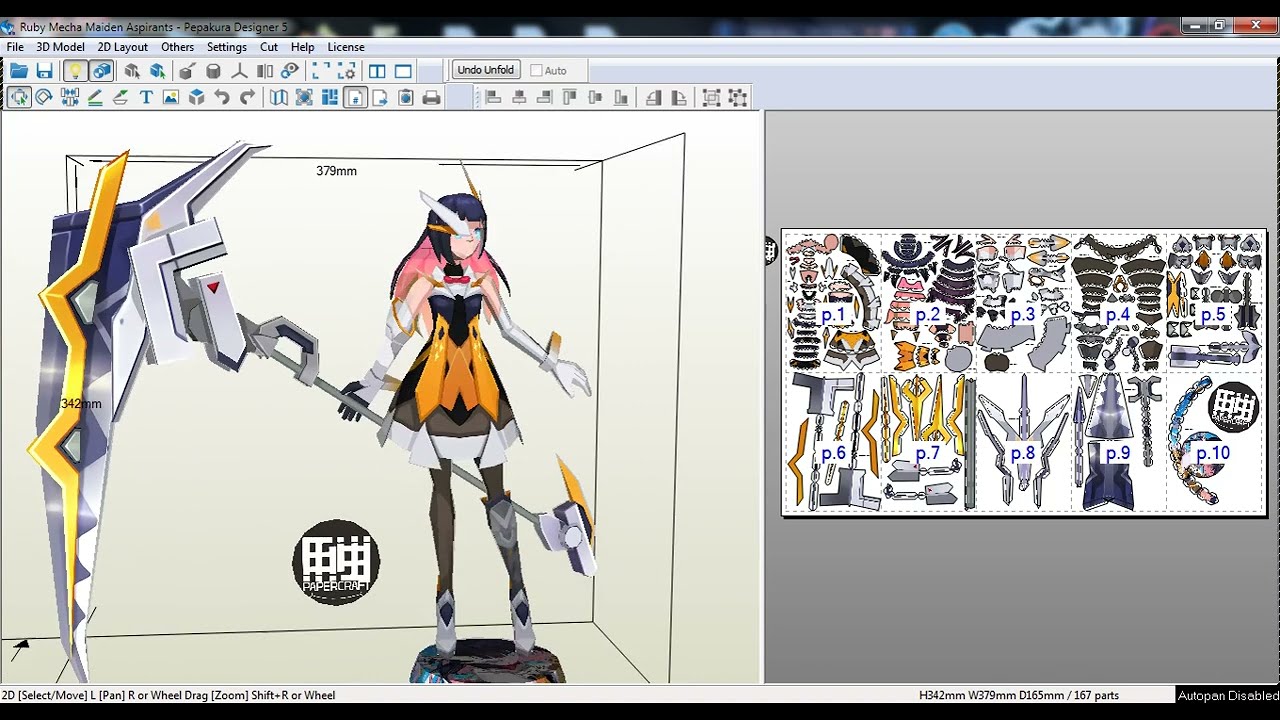 Ruby Mecha Maiden Papercraft - YouTube