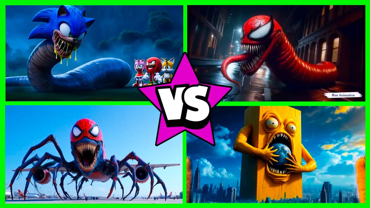 SONIC.EXE #2 🆚 SPIDERMAN.EXE 🕸️ 🆚 SPIDER-MAN.EXE 🆚 SPONGEBOB.EXE - YouTube