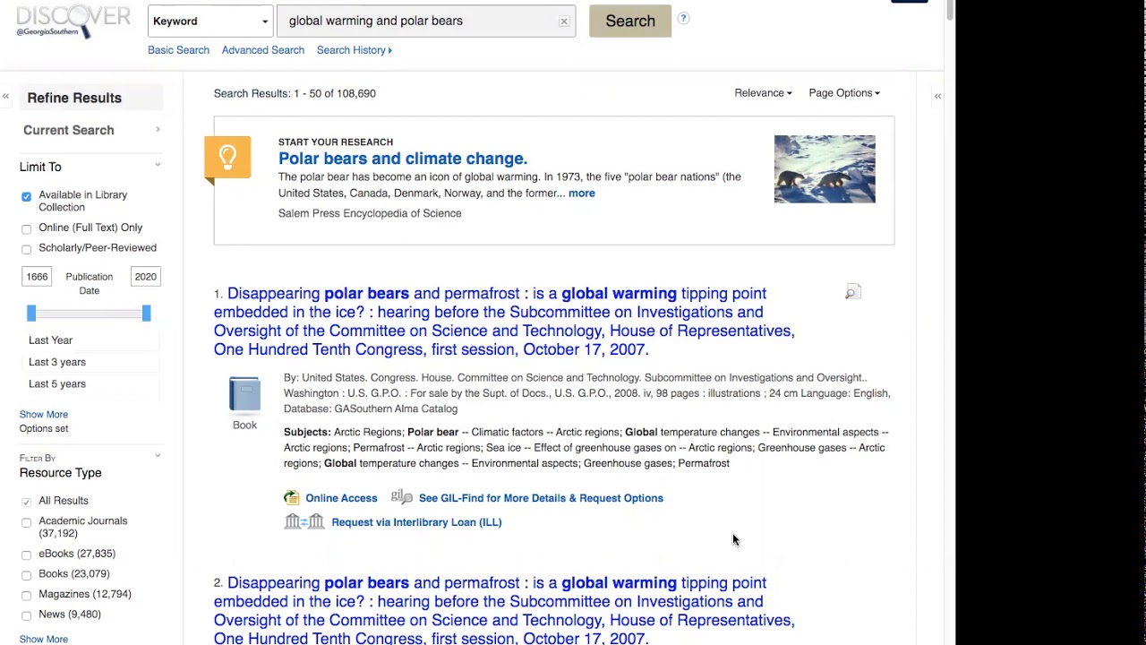 Finding Scholarly Articles using Discover Search - YouTube