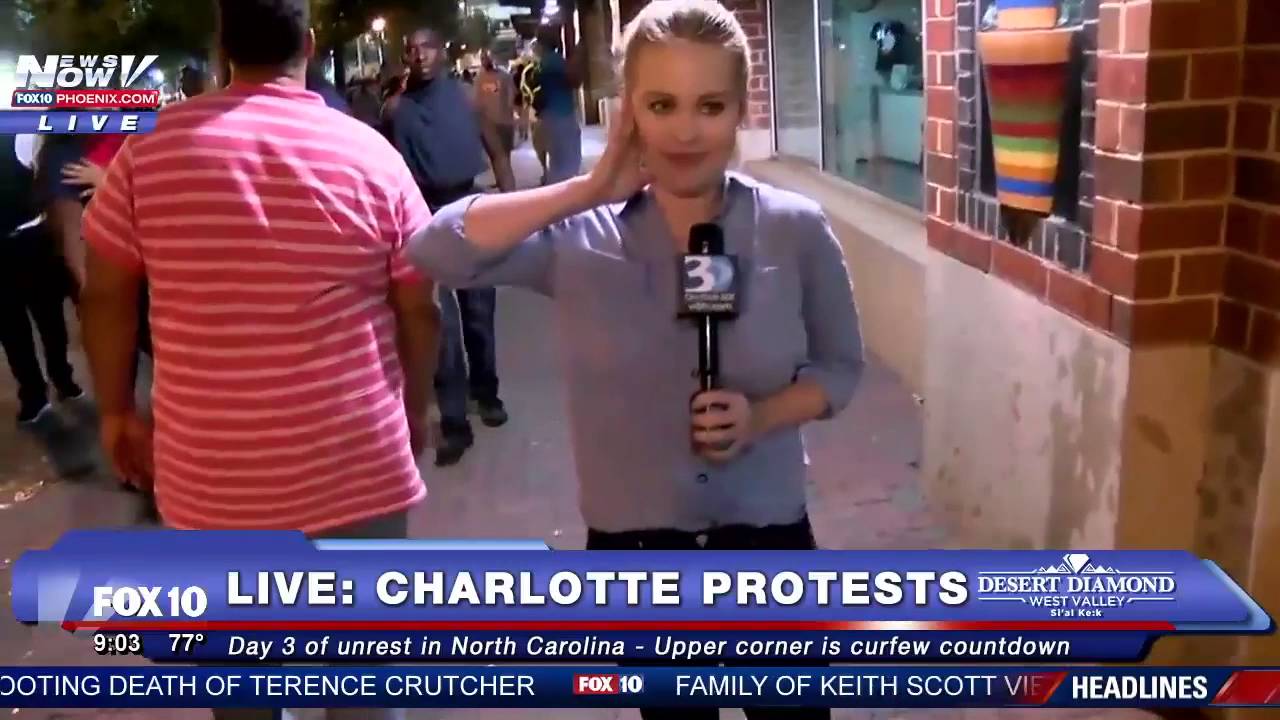 Charlotte Protests - Fox News Reporter has Water Thrown at Her - YouTube