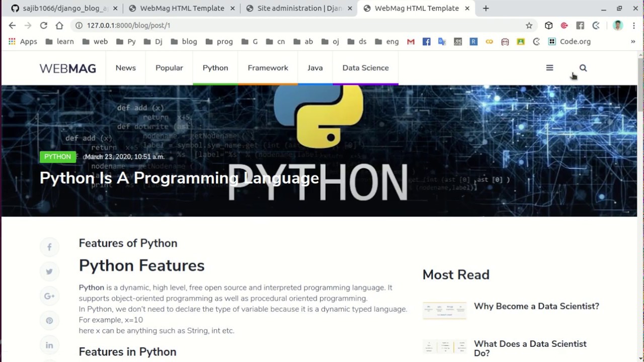 Blog Application With Python and Django - YouTube