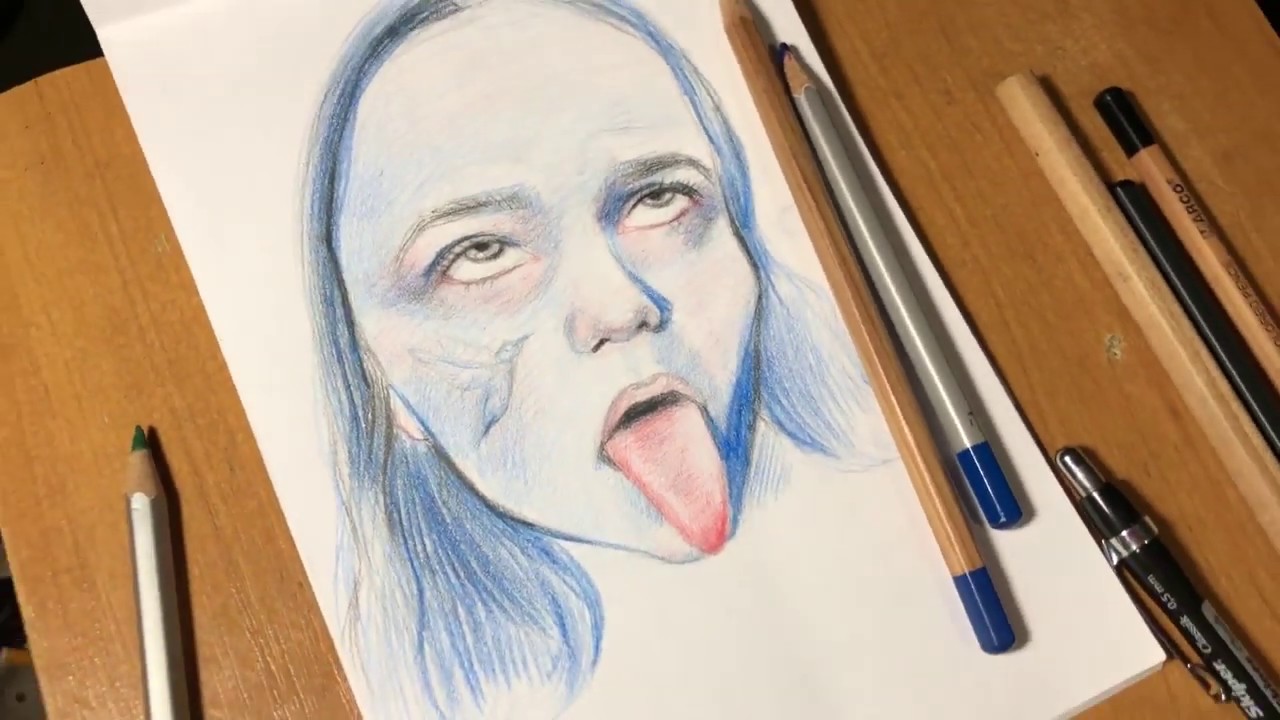 Drawing colored pencils self portrait - YouTube