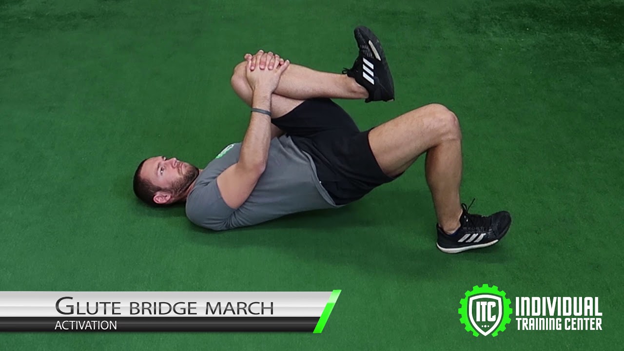 Glute bridge march - YouTube
