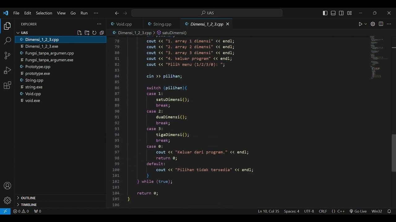 Penggunaan fungsi, array, prototype dan operasi string menggunakan bahasa C++ - YouTube