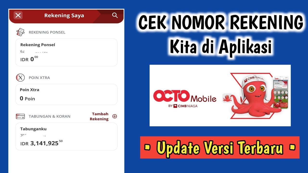 Cara melihat nomor rekening cimb niaga di octo mobile 2023 - YouTube