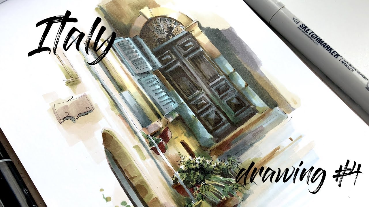Italy. Drawing a sketch by markers №4 - YouTube