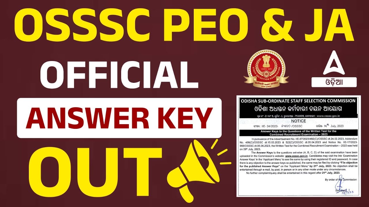 PEO Answer Key 2023 | PEO And Junior Assistant Answer Key 2023 Out ...