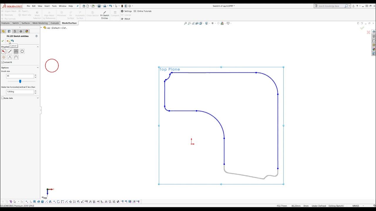 Fit Sketch Entities - Episode 2 -Mesh2Surface for SOLIDWORKS - 3D Reverse Engineering software ...