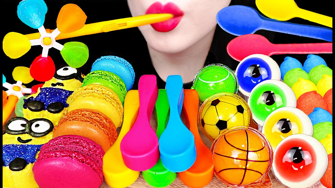 Asmr Rainbow Dessert Edible Spoon Jelly 먹는 숟가락 무지개 먹방 Mukbang Youtube